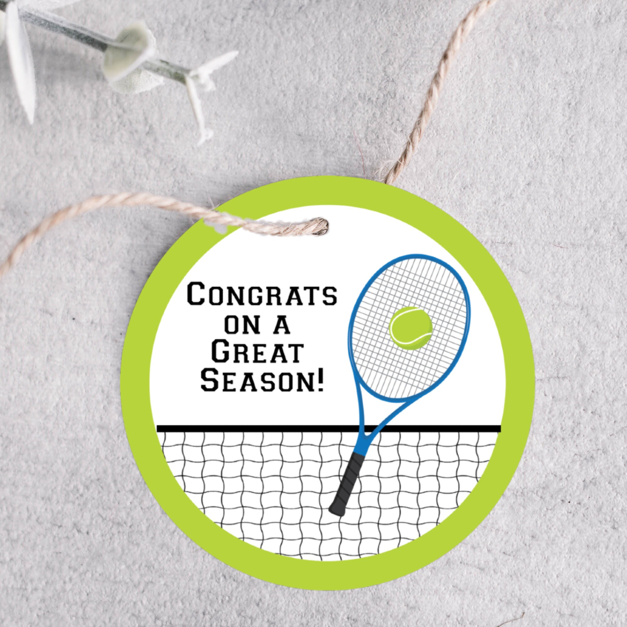 Tennis Printable Congrats Tag, Sports Party Favors, End of Season ...