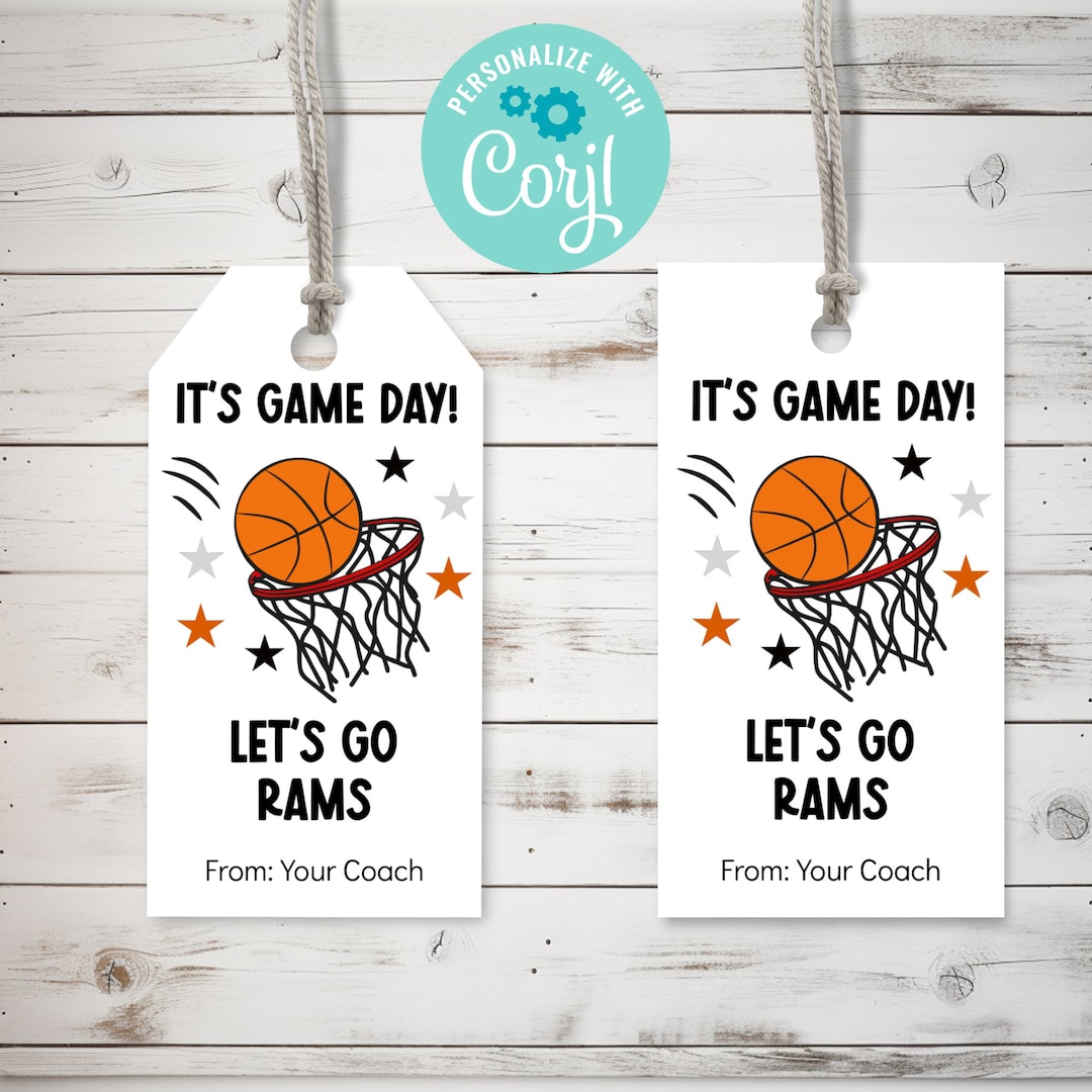 Basketball Game Day Treat Tag Editable Template, Personalized ...