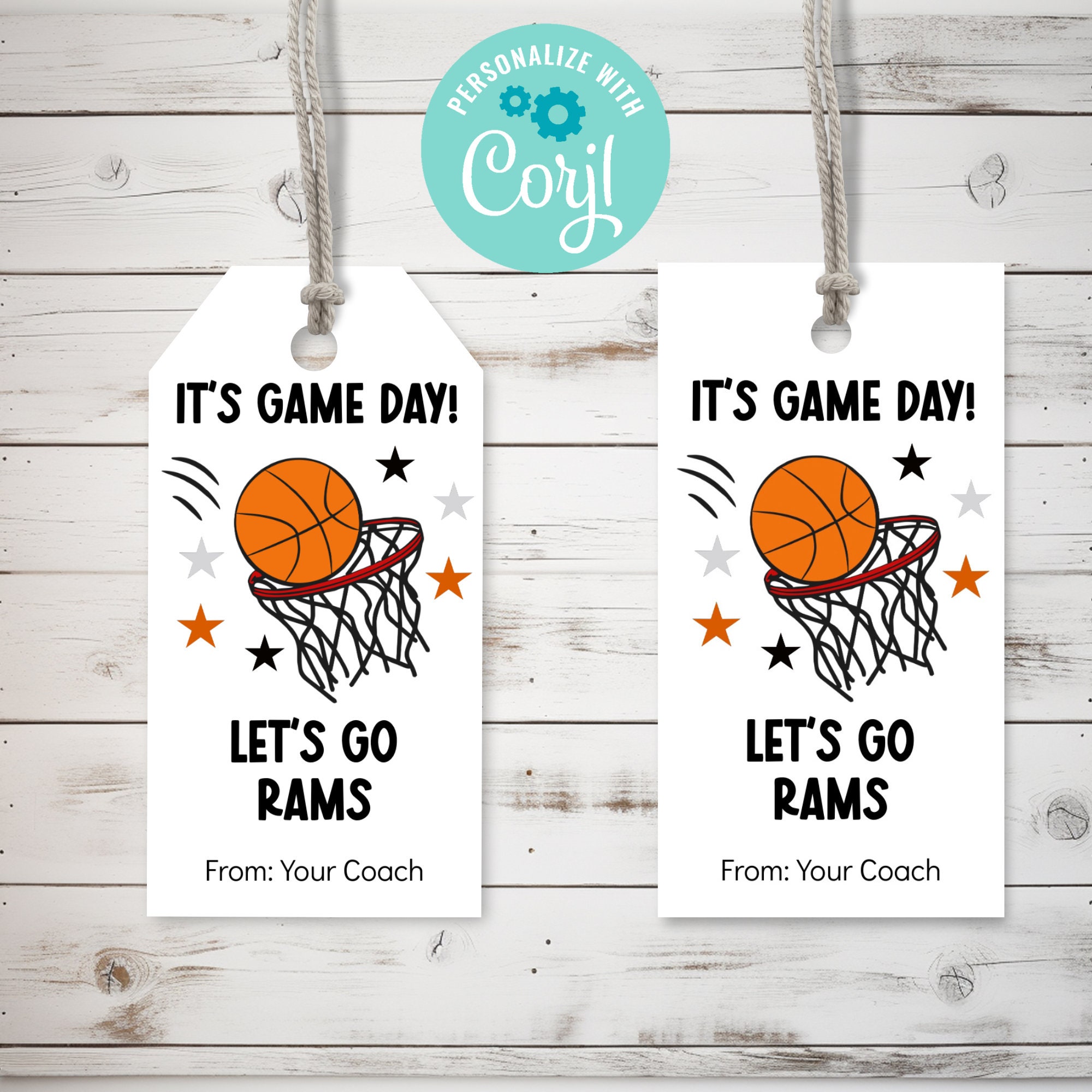 Basketball Game Day Treat Tag Editable Template, Personalized ...