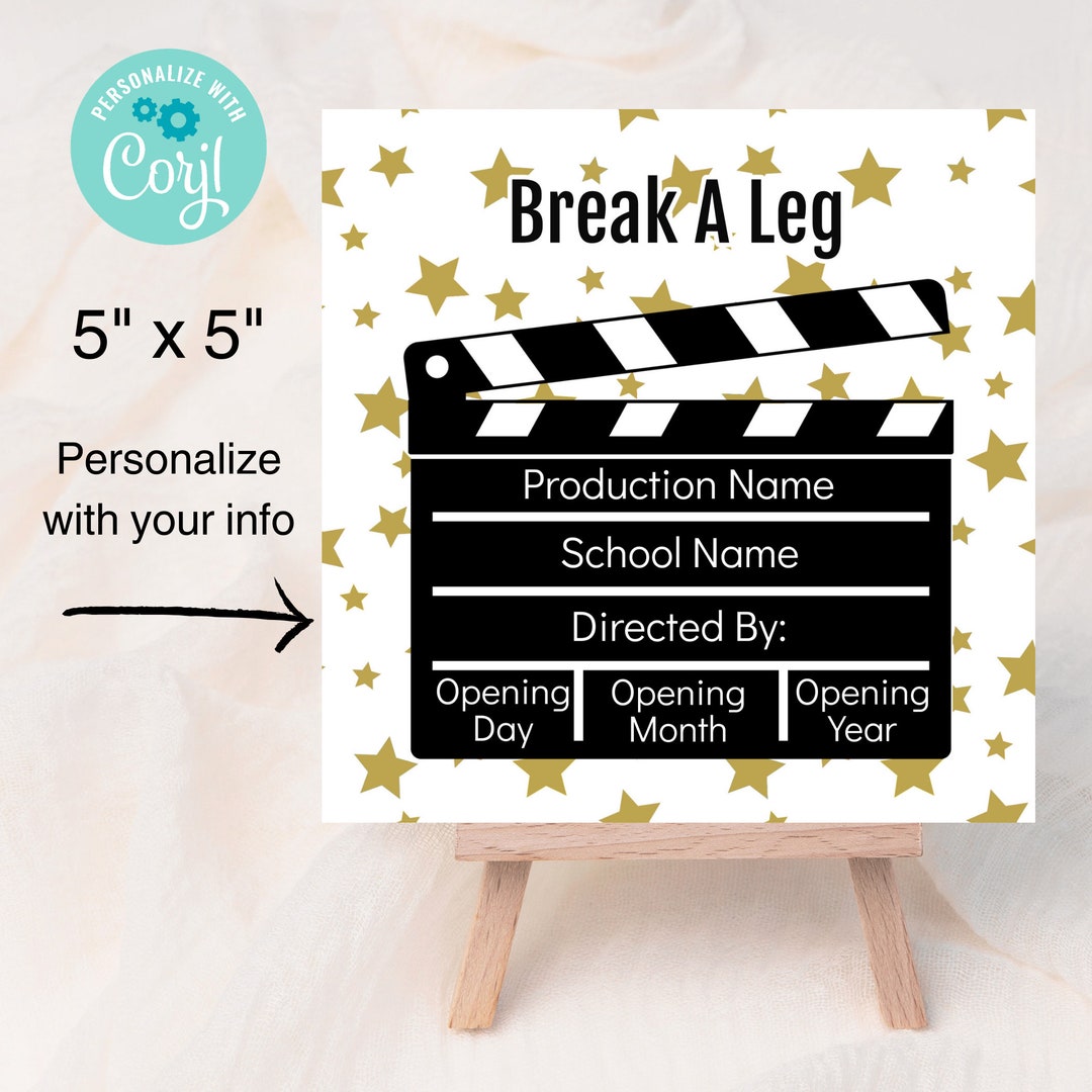 Break A Leg Large Editable Tag, Printable Fine Arts Tag, Gift for ...