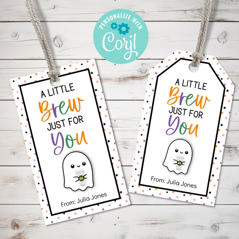 Editable Halloween Appreciation Coffee Gift Tag, Printable Fall Tag, A ...