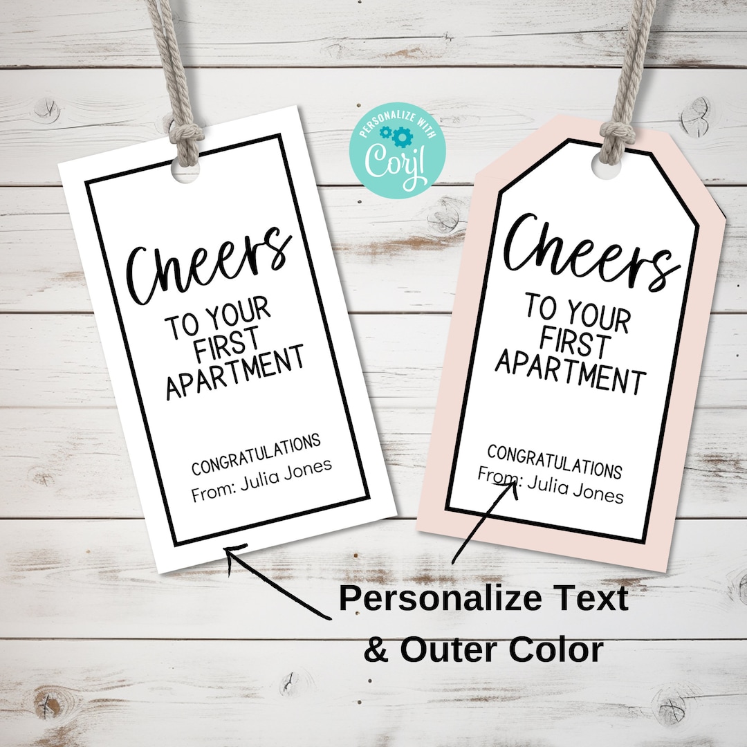 Cheers to Your First Apartment Editable Gift Tag Minimalist, Printable ...