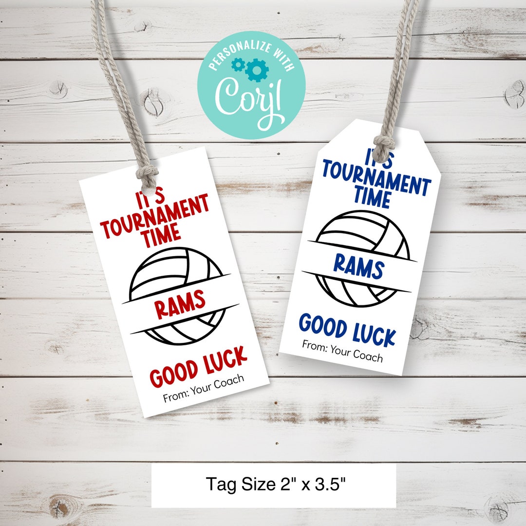 It's Tournament Time Volleyball Tag Editable Template, Personalized ...