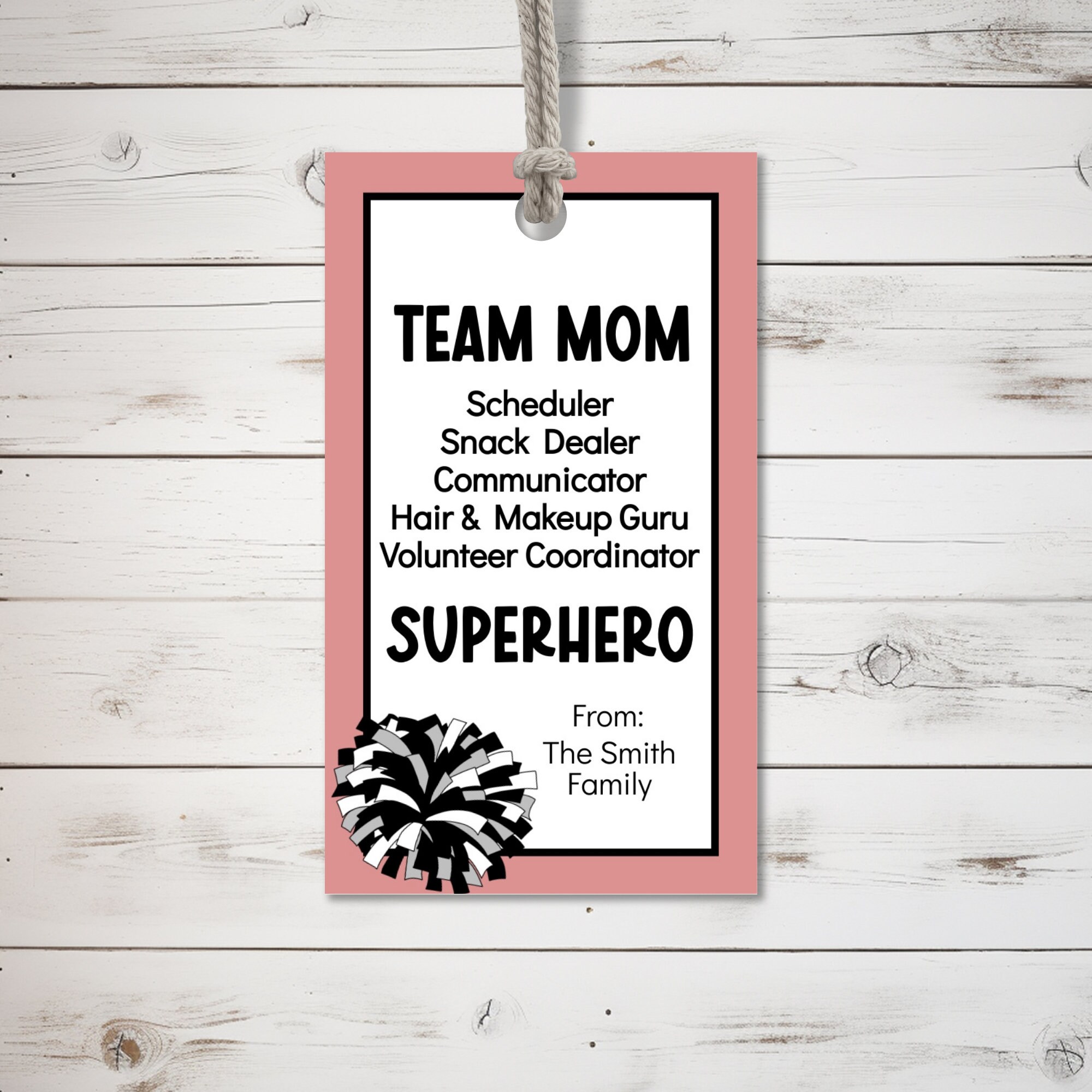 Cheer Team Mom Thank You Tag Editable Template, Printable Sports Tags ...