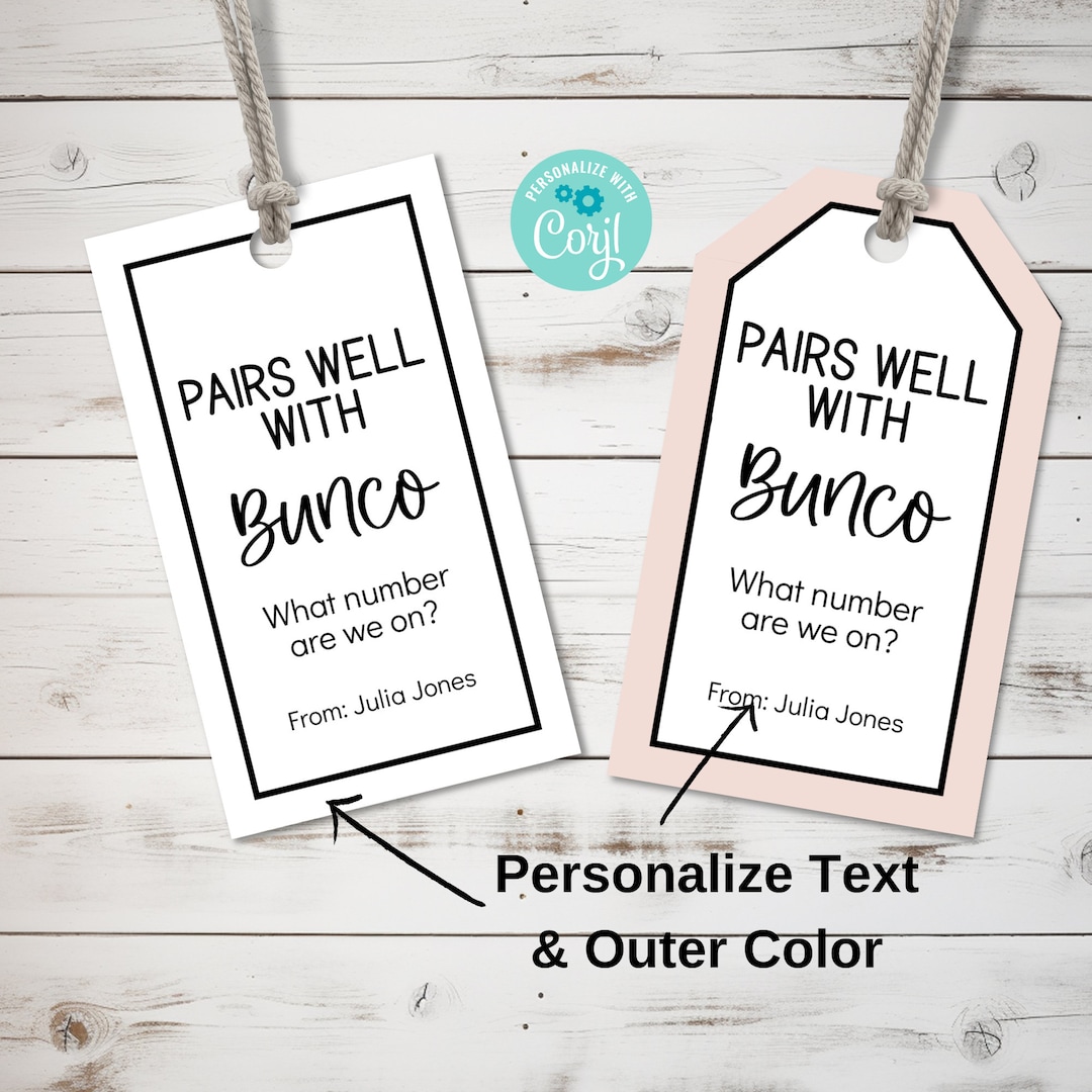 Pairs Well With Bunco Editable Gift Tag, Printable All Occasion Alcohol ...