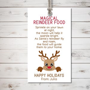 Editable Magic Reindeer Food Tag, Printable Winter Class Party Tags ...