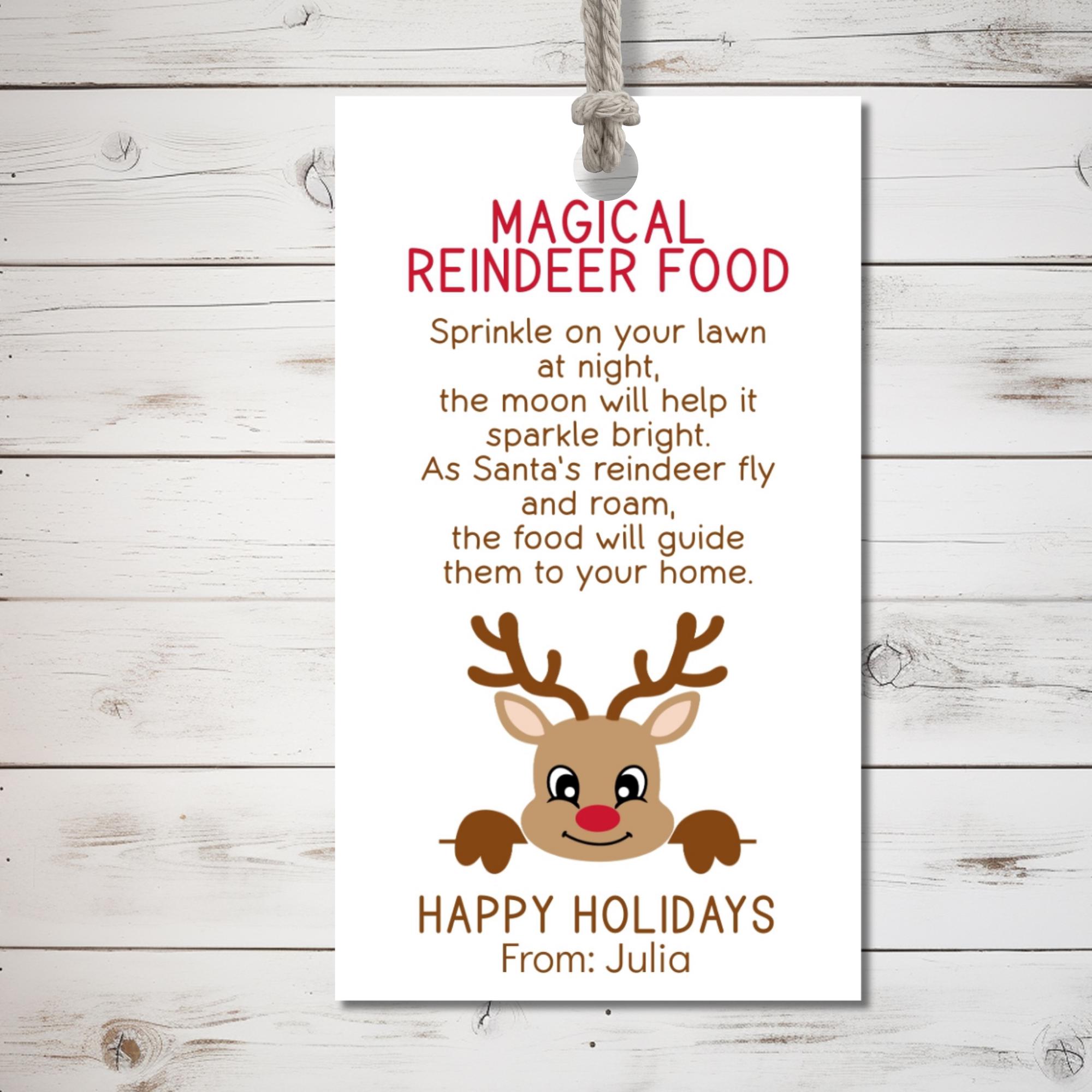 Editable Magic Reindeer Food Tag, Printable Winter Class Party Tags ...