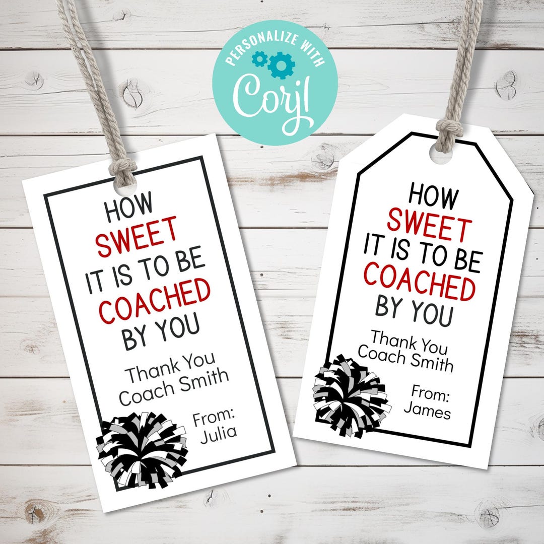 Cheer Coach Tag Editable, Personalized Sports Tag, Printable Competitive Cheer Coach, How Sweet ...