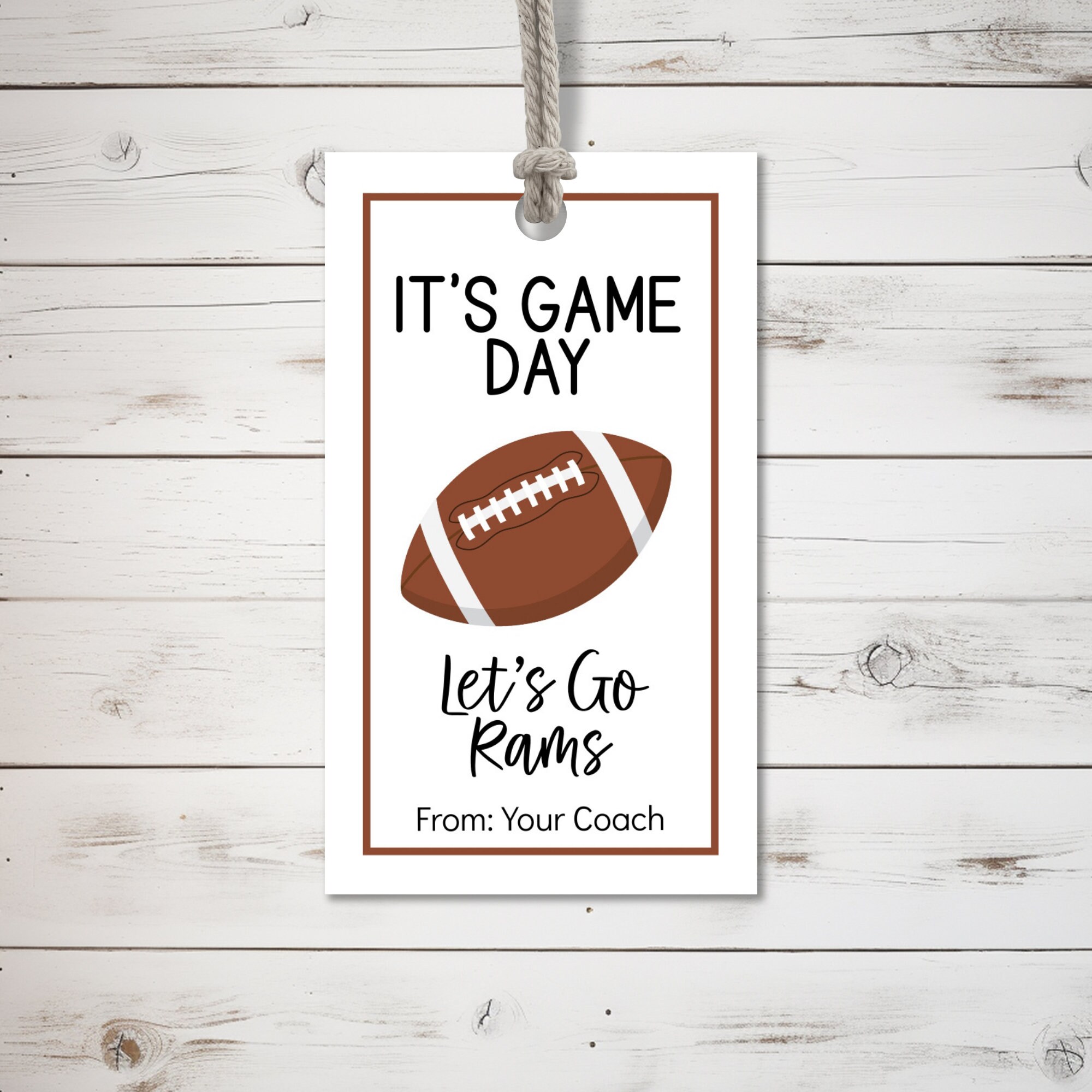 Football Game Day Treat Tag Editable Template, Personalized Football ...