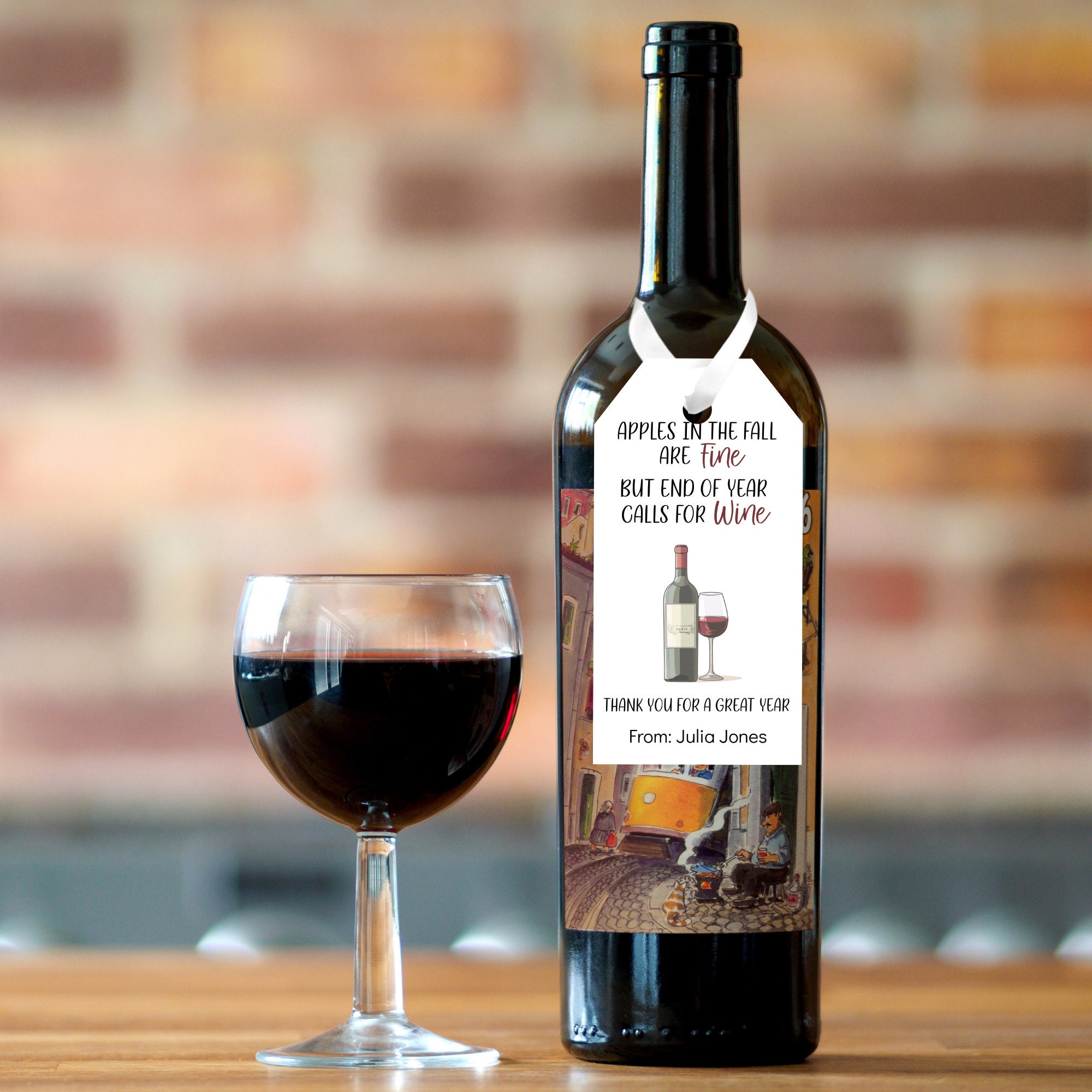 End of Year Teacher Appreciation Editable Gift Tag, Printable Wine ...