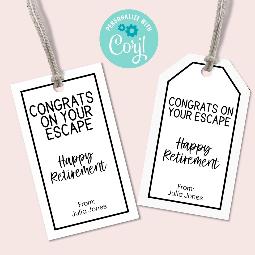 Funny Retirement Editable Gift Tag, Printable All Occasion Tag ...