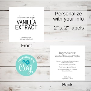 Minimalist Vanilla Labels, Homemade Vanilla Editable Template ...