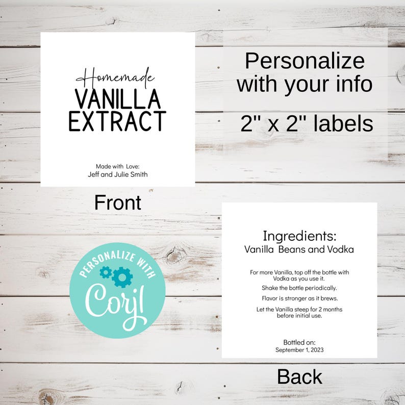 Minimalist Vanilla Labels, Homemade Vanilla Editable Template ...
