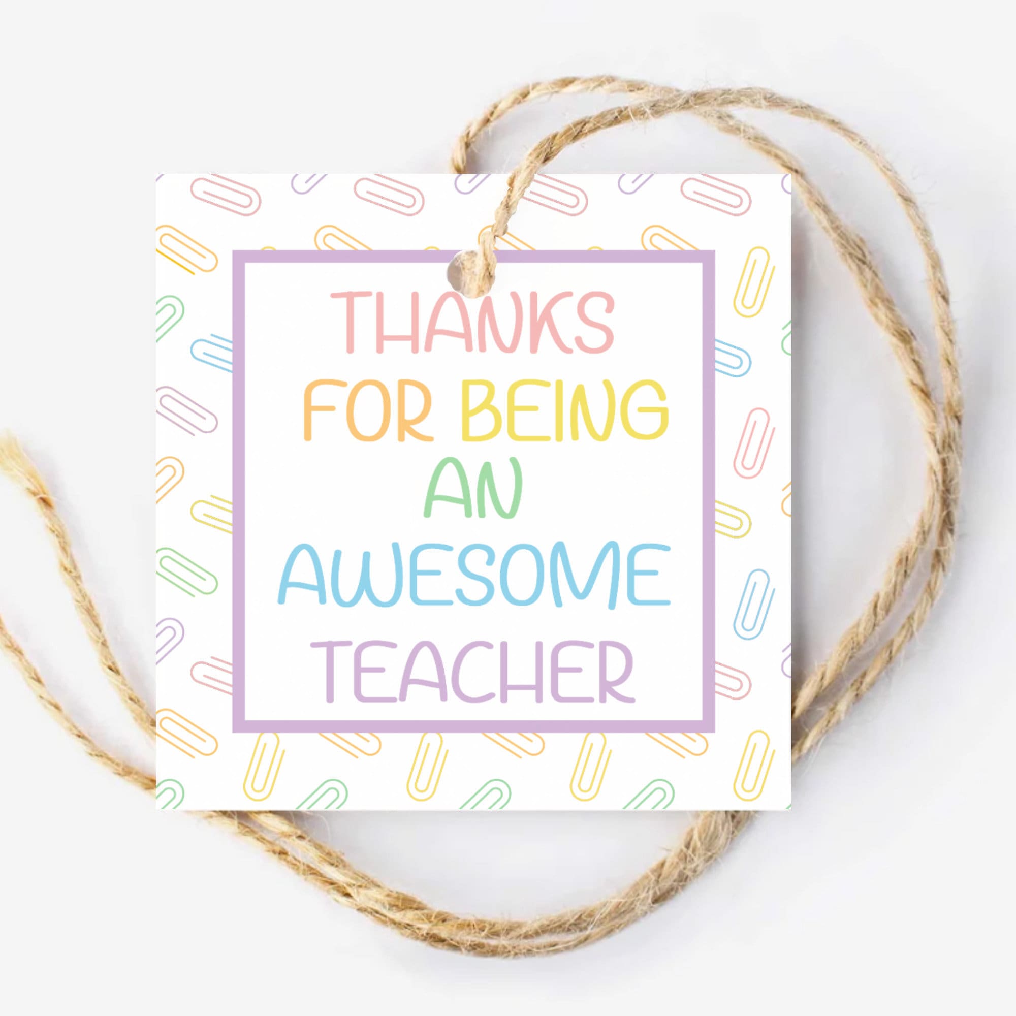 Teacher Thank You Printable Gift Tag, Printable Appreciation Tag ...
