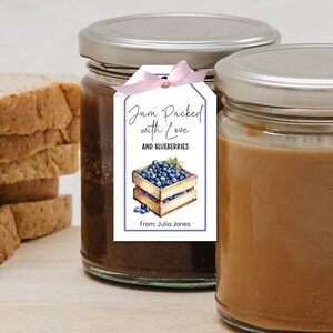 Jam Packed With Love and Blueberries Editable Tag, Printable Food and ...