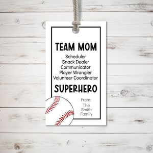 Baseball Team Mom Thank You Tag Editable Template, Personalized ...