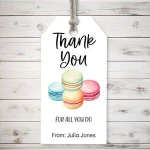 Editable Thank You Gift Tag With Macarons, Printable Appreciation Tag ...
