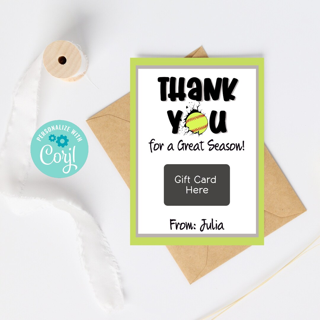 Softball Coach or Team Parent Card, Thank You for A Great Season ...