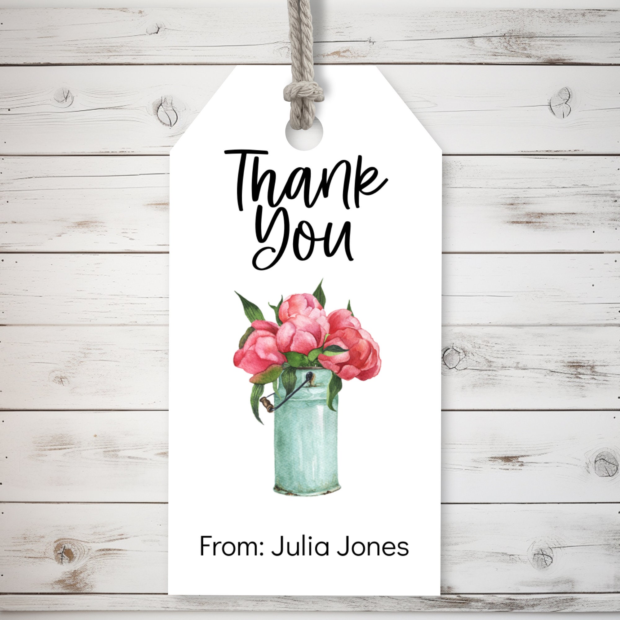Floral Thank You Editable Gift Tag, Printable Appreciation Tag, Gift ...