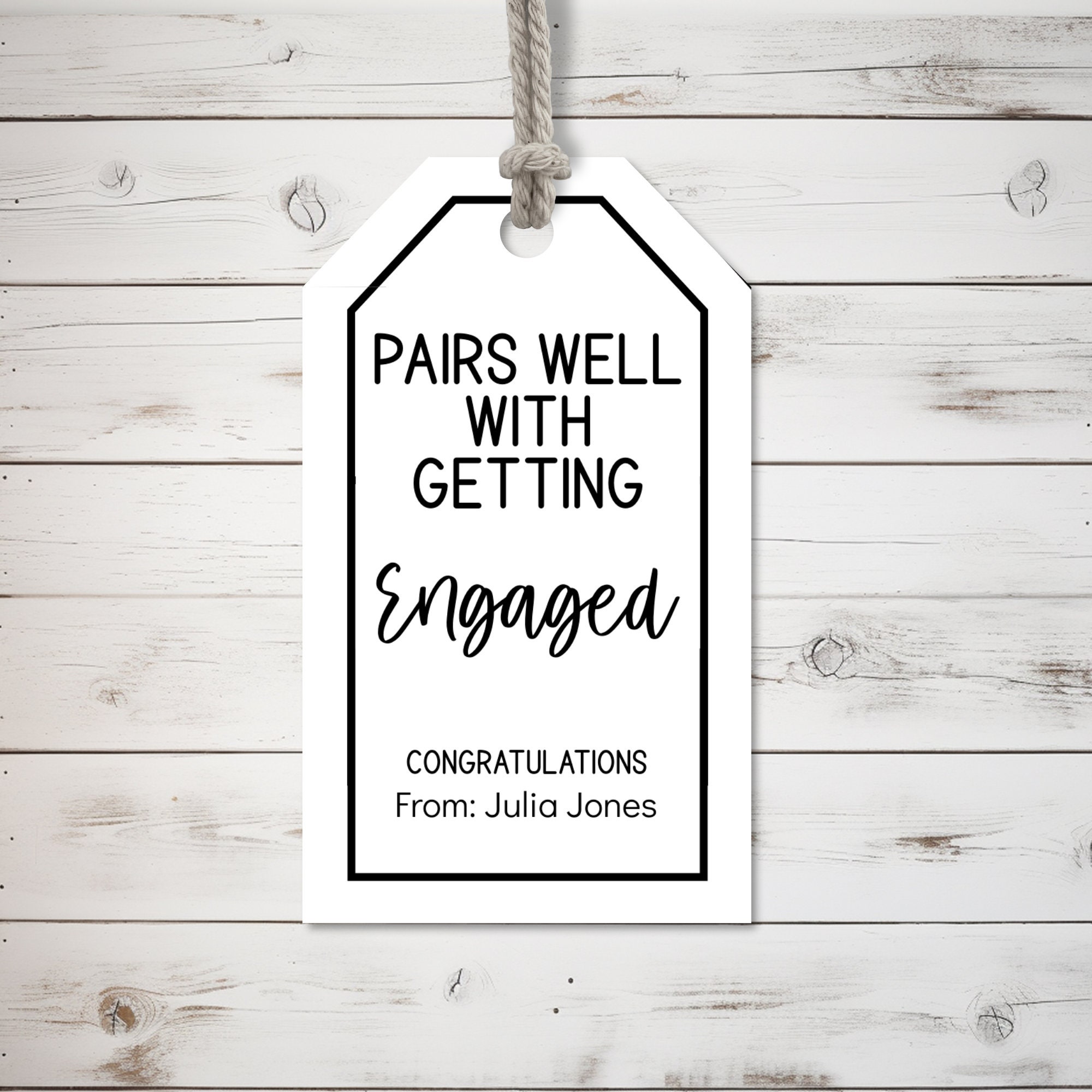 Engagement Gift Editable Tag, Printable Wedding Tag, Pairs Well With ...