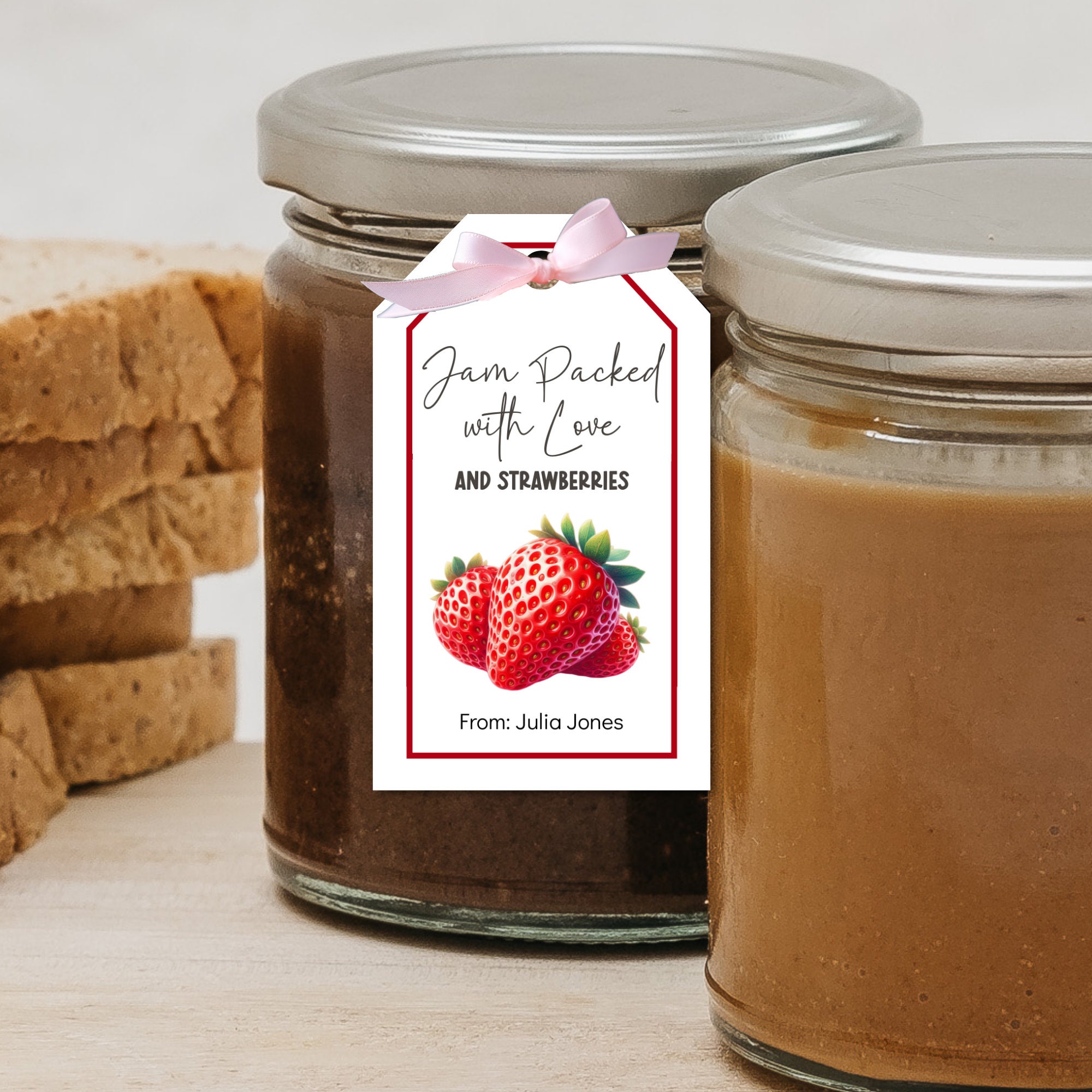 Jam Packed With Love and Strawberries Editable Tag, Printable Food and ...