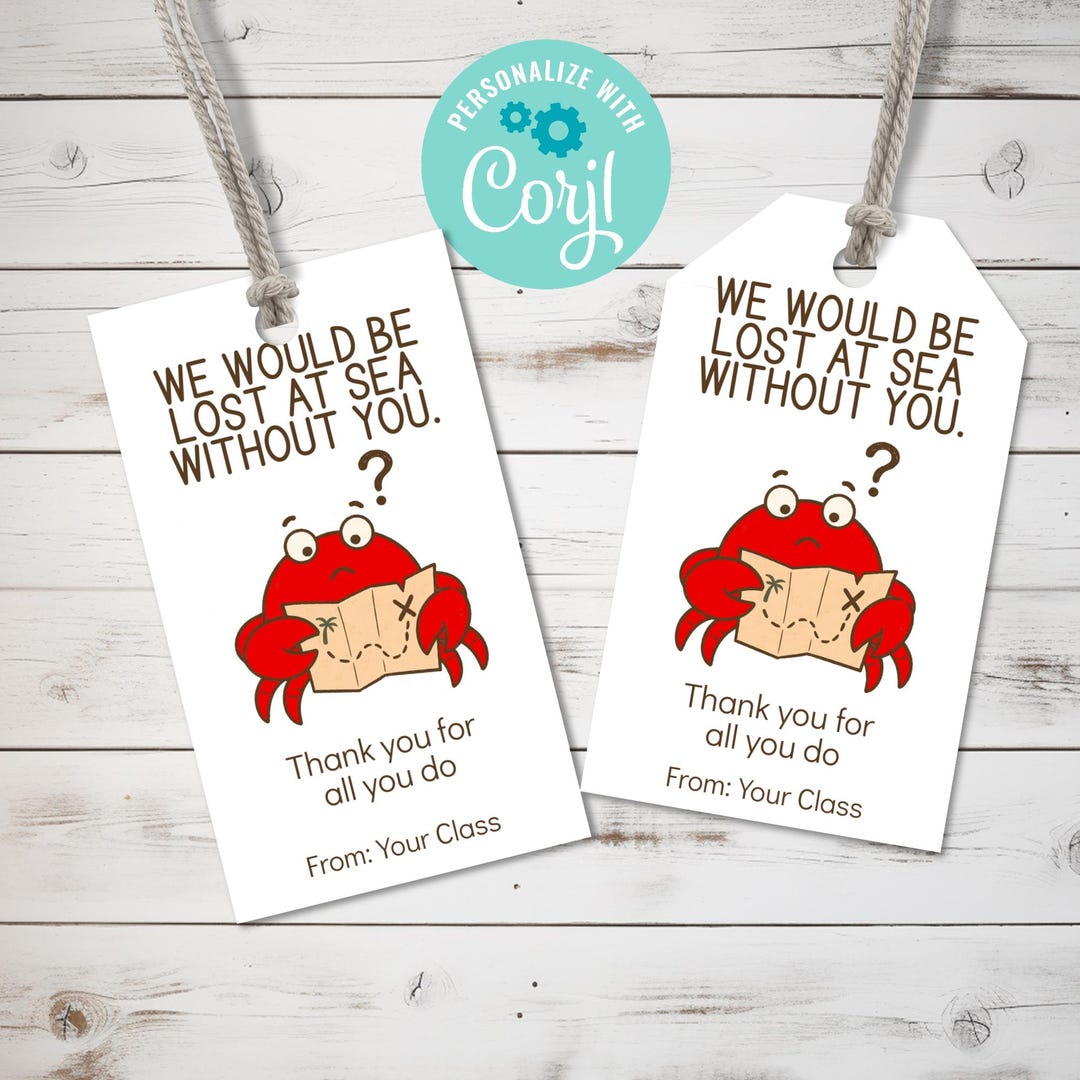 Teacher Appreciation Tag, Editable Thank You From Class Tag, Lost at ...