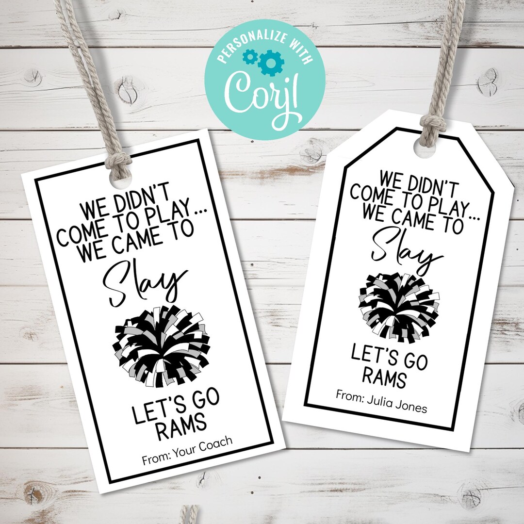 Cheer or Dance Editable Tag Black, Personalized Sports Team Treats Tag ...