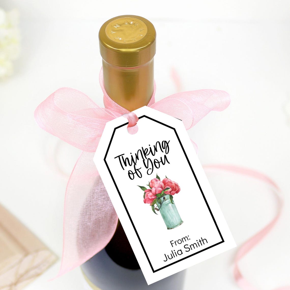 Thinking of You Editable Gift Tag With Flowers, Printable Missing You ...