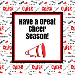 Printable Cheer Team Gift Tags, Printable Sports Tags, Red Black ...