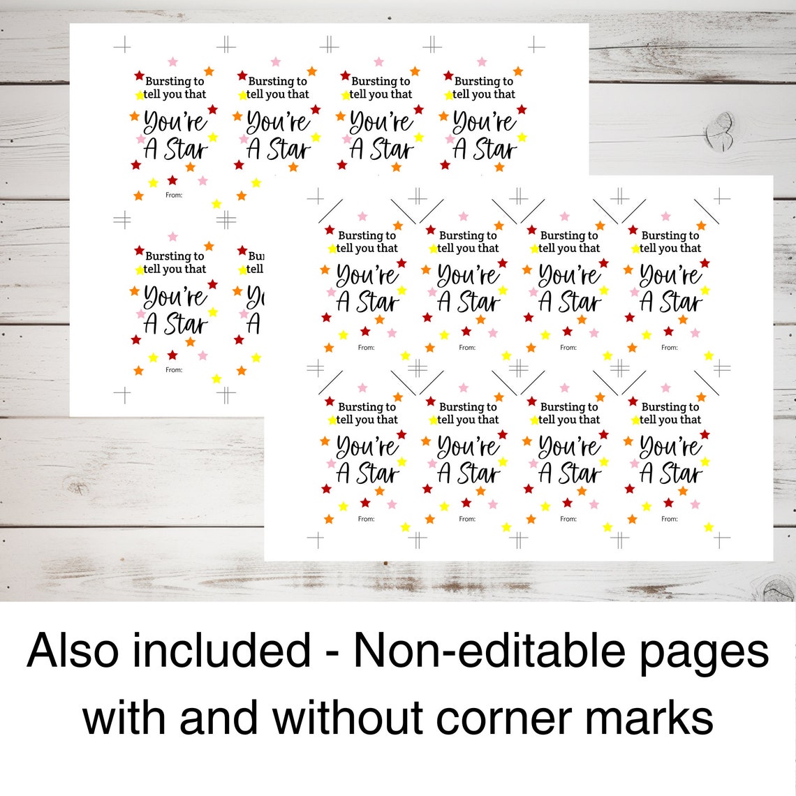 Bursting to Tell You That You're A Star Editable Tag, Printable ...