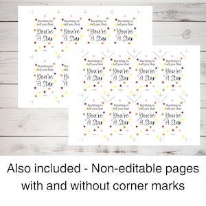 Bursting to Tell You That You're A Star Editable Tag, Printable ...