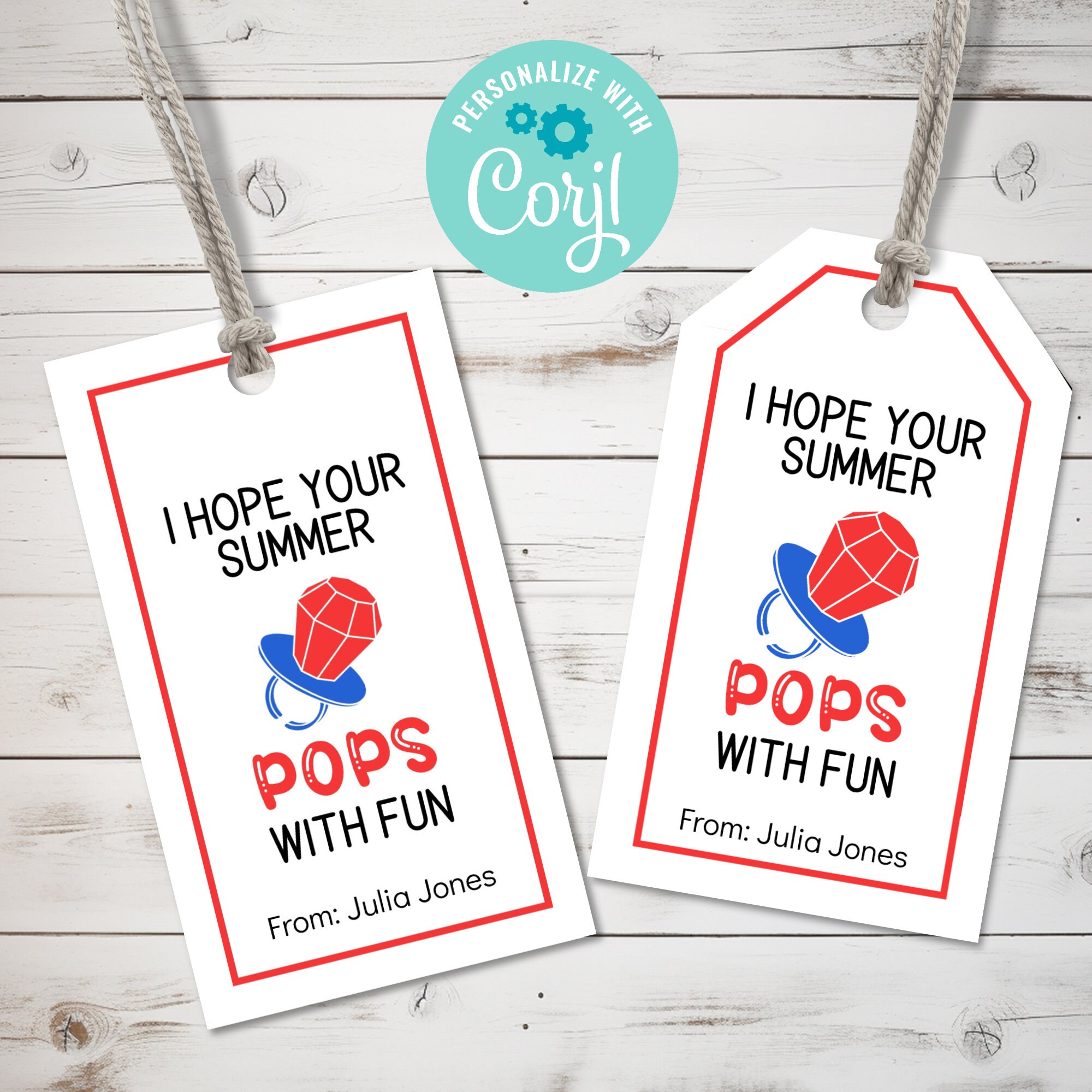 End of School Year Editable Gift Tag, Printable Party Favor Tag, Fourth ...