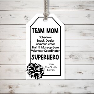 Cheer Team Mom Thank You Tag Editable Template, Printable Sports Tags ...