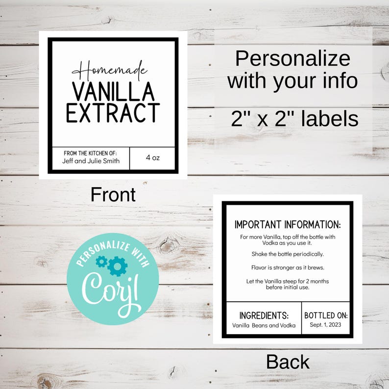 Classic Vanilla Labels, Homemade Vanilla Editable Template, Printable ...