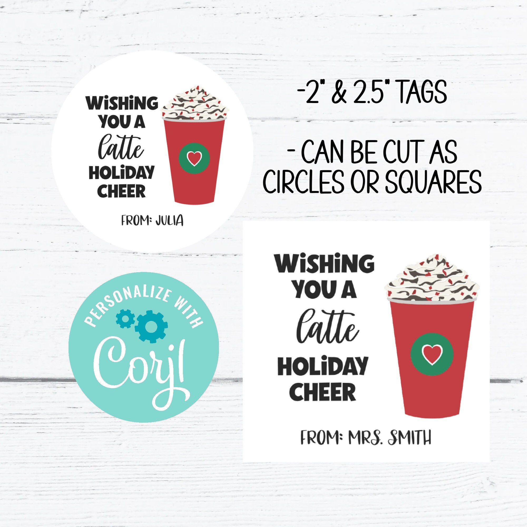 EDITABLE Wishing You A Latte Holiday Cheer Gift Tag, Printable ...
