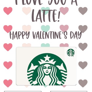 Printable Valentine's Gift Card Holder, I Love You A Latte Gift Card ...