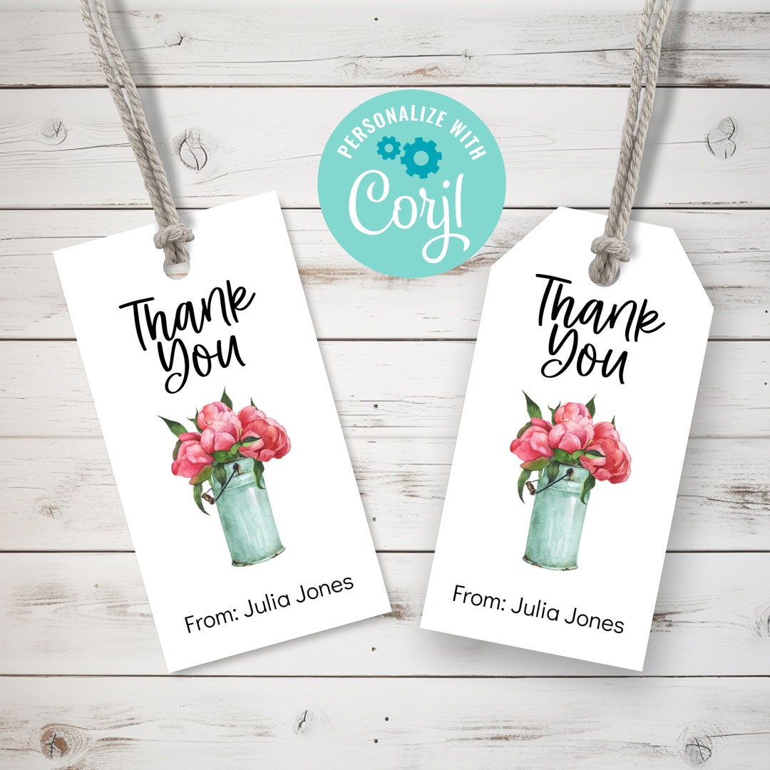 Floral Thank You Editable Gift Tag, Printable Appreciation Tag, Gift ...