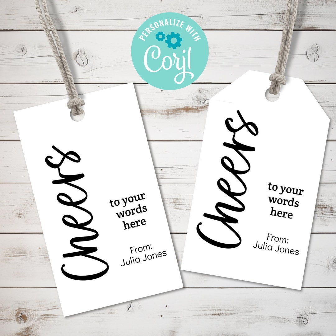Cheers to Editable Gift Tag Minimalist, Printable Alcohol Tag, Custom ...
