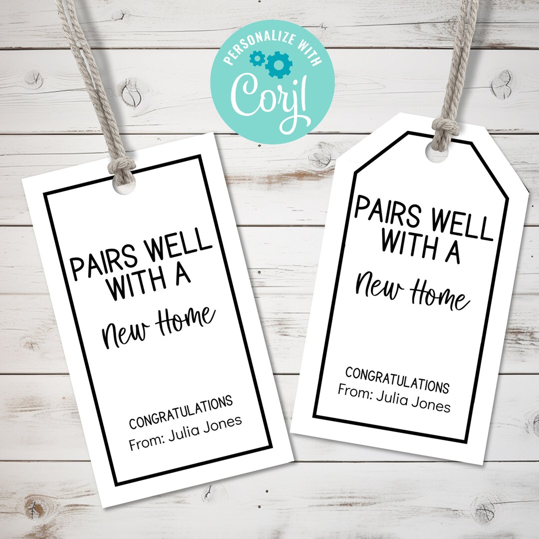 Pairs Well With A New Home Editable Gift Tag Minimalist, Printable All ...
