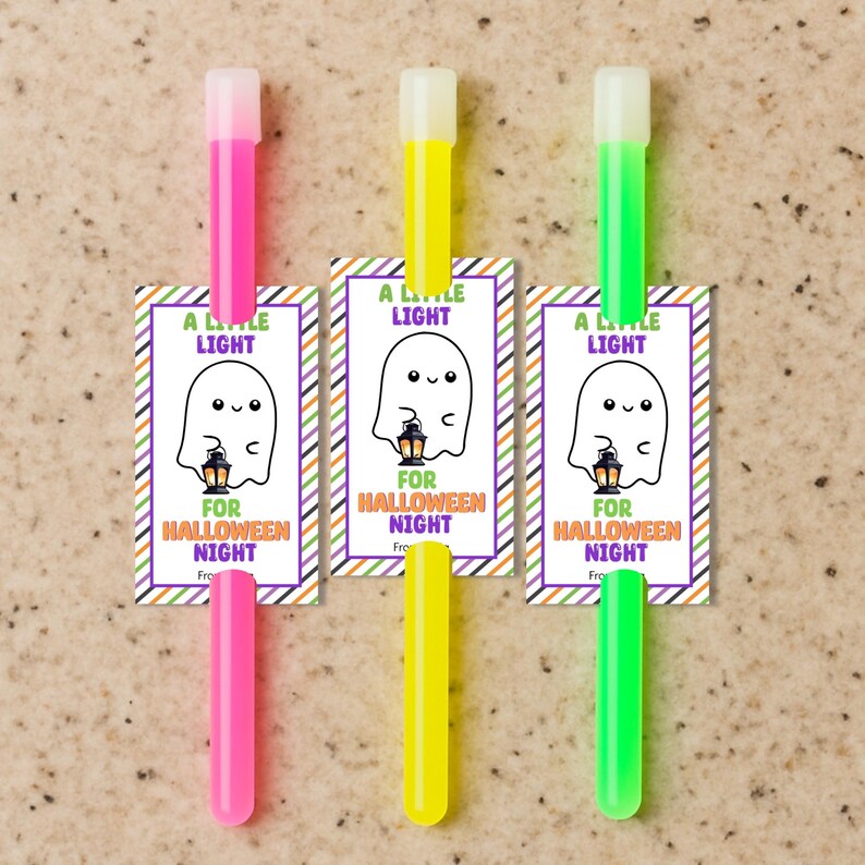 Glow Stick Editable Tag, A Little Light for Halloween Night, Printable ...