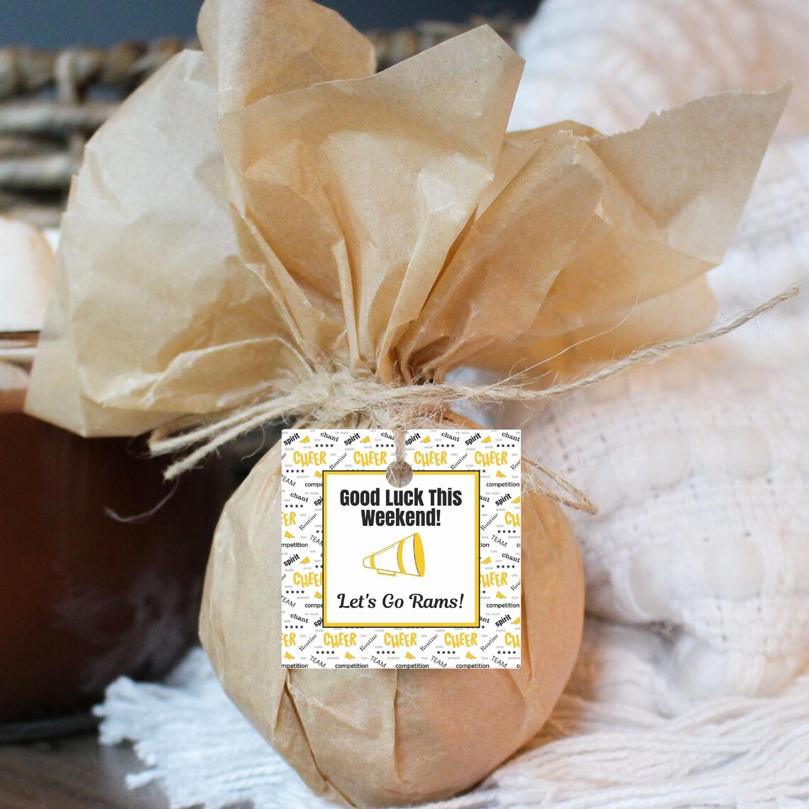 EDITABLE Cheer Team Gift Tags, Printable Sports Tags, Yellow Cheer ...