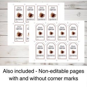 Coffee Editable Gift Tag, Printable Appreciation Tag, Espresso How Much ...