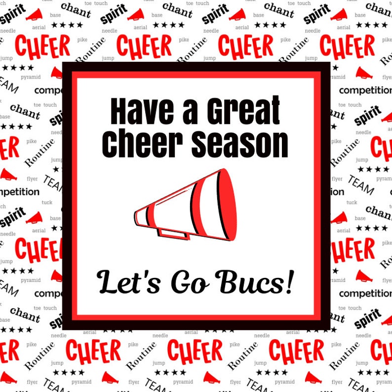 EDITABLE Cheer Team Gift Tags, Printable Sports Tags, Red Black ...