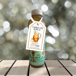 Sweet Tea Pun Editable Tag, Printable Teacher Appreciation, Thanks for ...