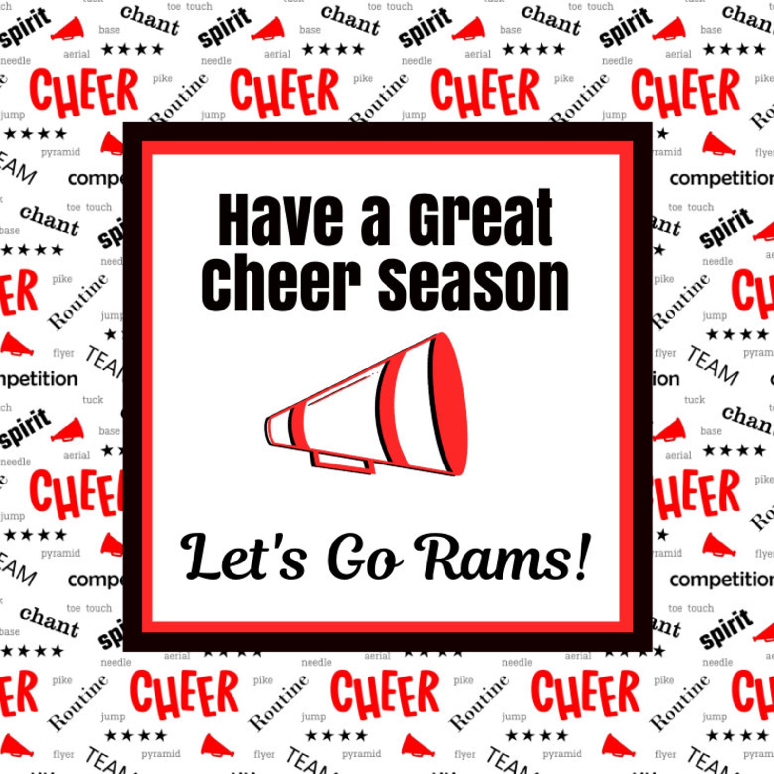 EDITABLE Cheer Team Gift Tags, Printable Sports Tags, Red Black ...