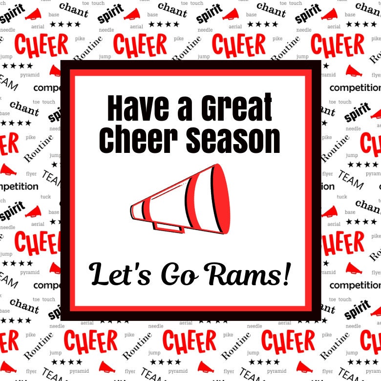 EDITABLE Cheer Team Gift Tags, Printable Sports Tags, Red Black ...