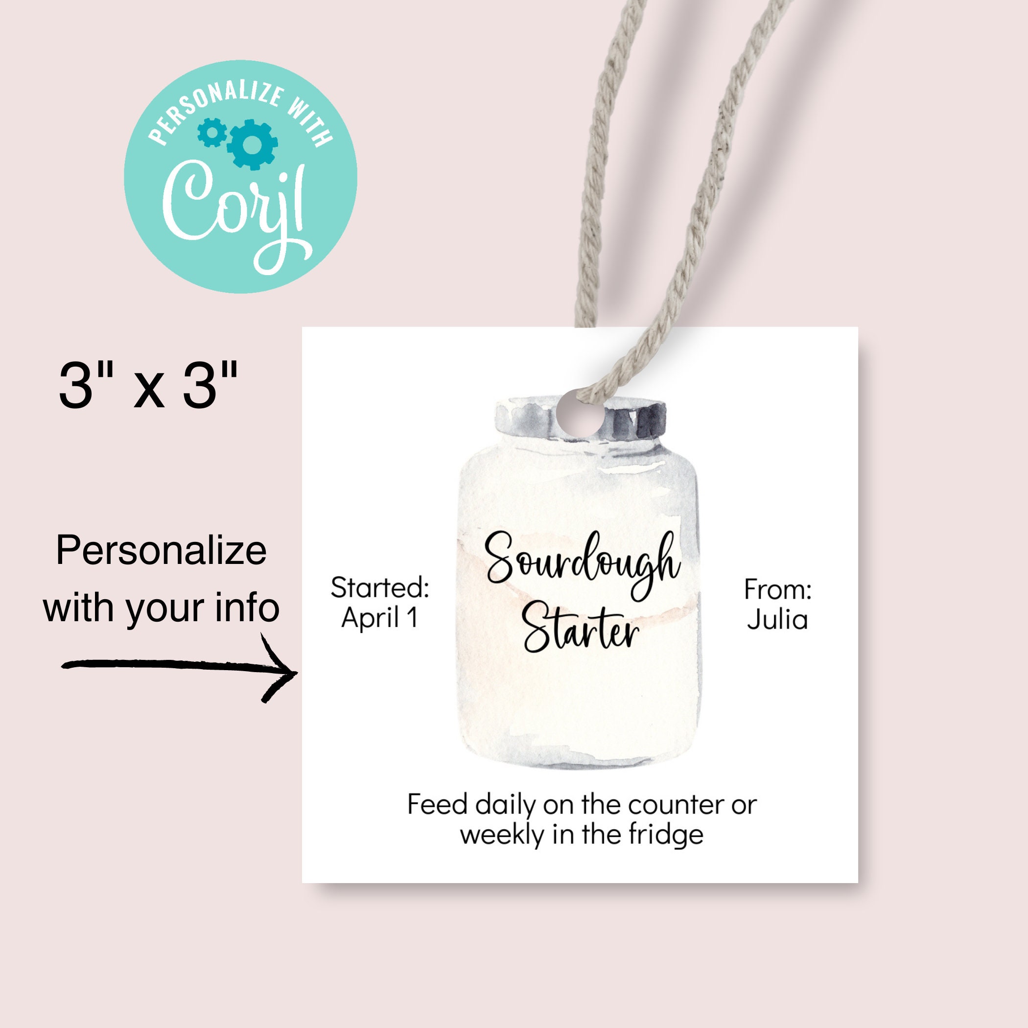 Sourdough Starter Tag Editable Template, Printable Food and Baked Goods ...