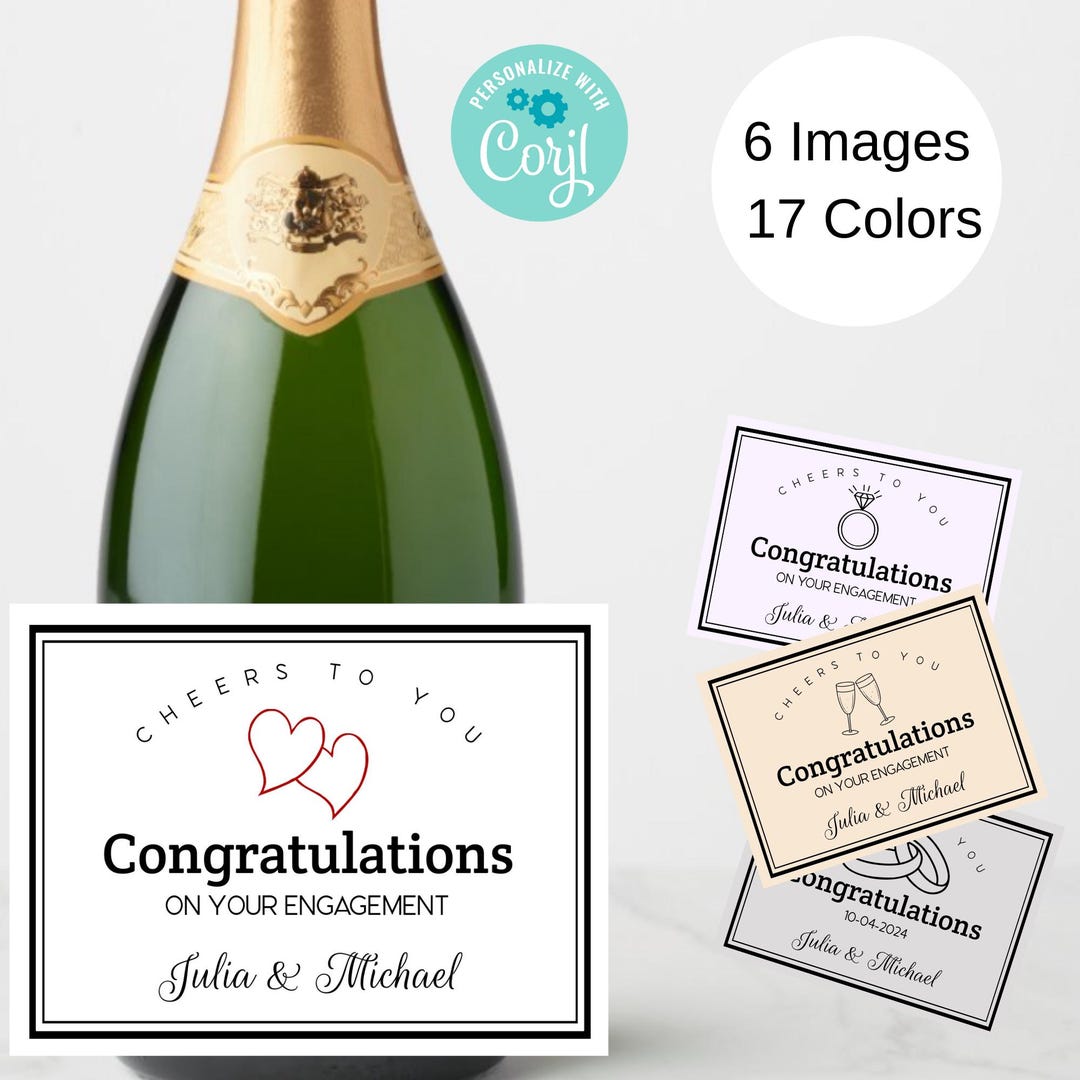 Custom Labels for Champagne and Mini Wine Bottles, Printable Wedding or ...