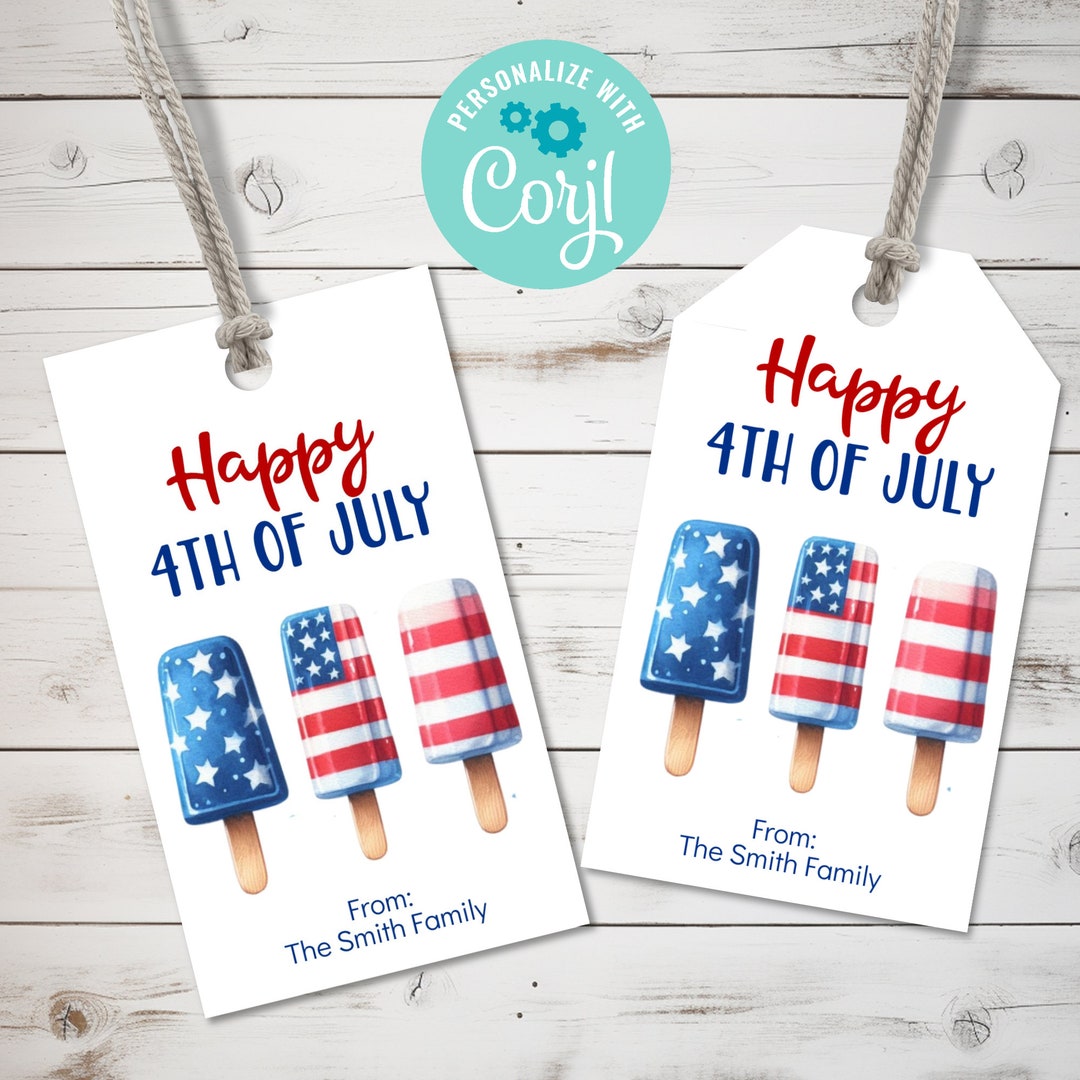 Editable Happy Fourth of July Gift Tag, Printable July 4th Tag ...