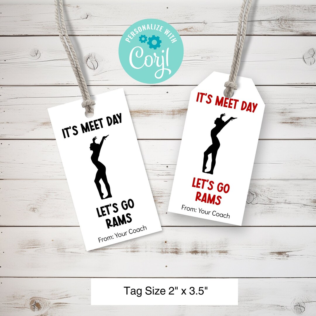 It's Meet Day Gymnastics Tag Editable Template, Personalized Sports ...